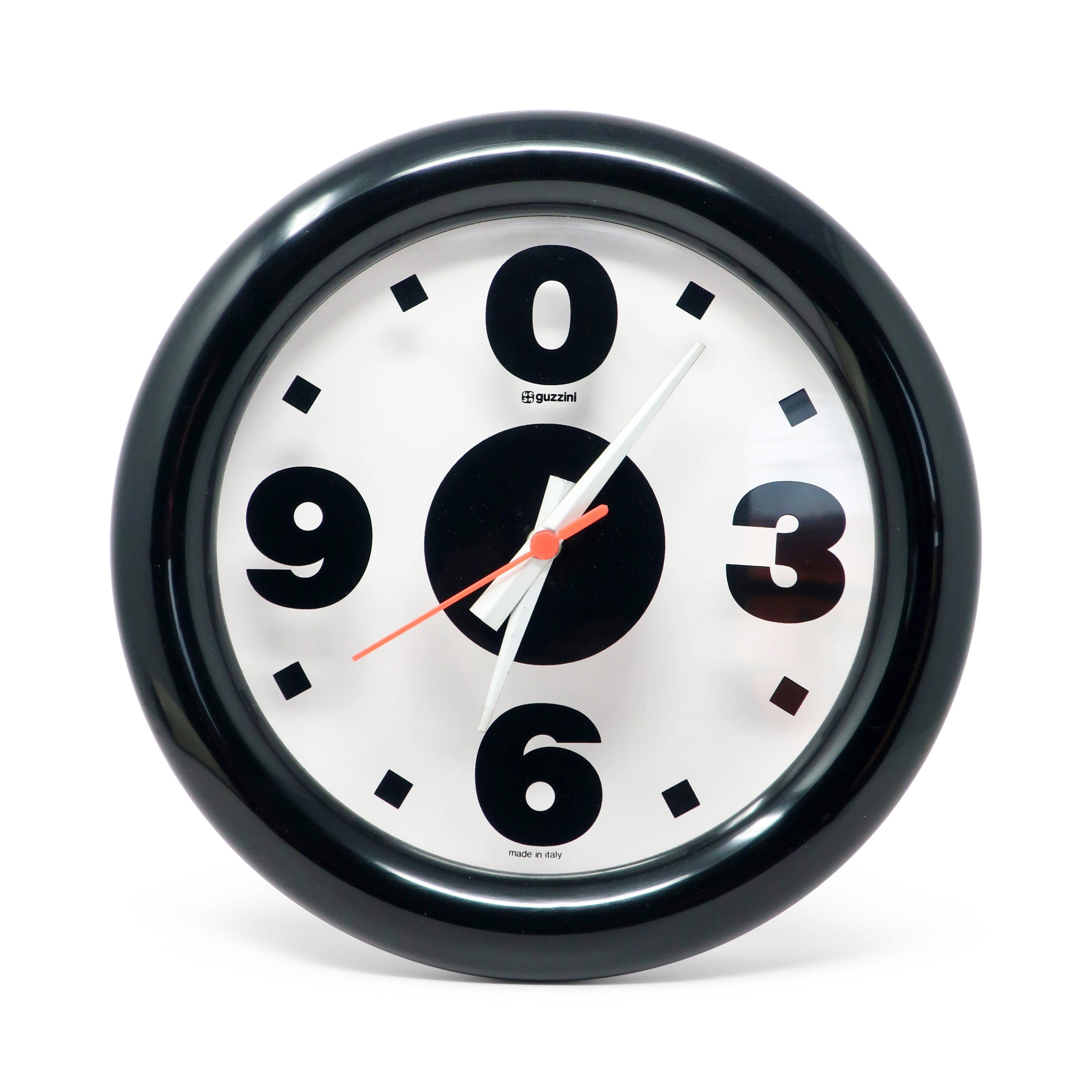 1980s Black Wall Clock by Studio STG for Guzzini | Tenon Design