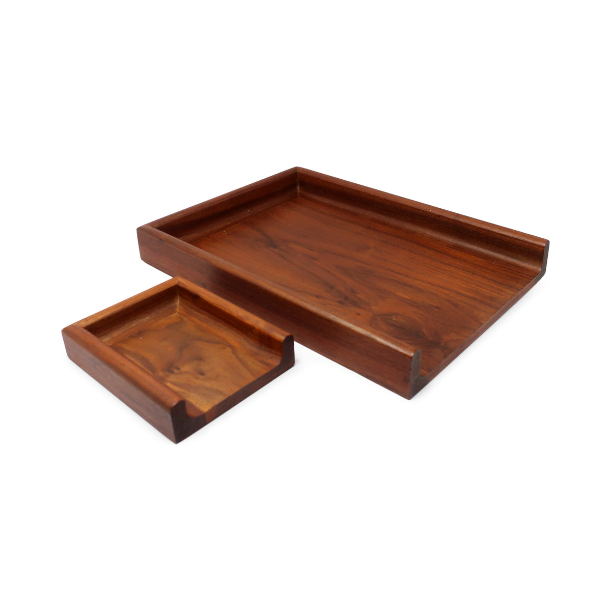 Pair of Vintage Walnut Desk Trays by Peter Pepper | Tenon Design