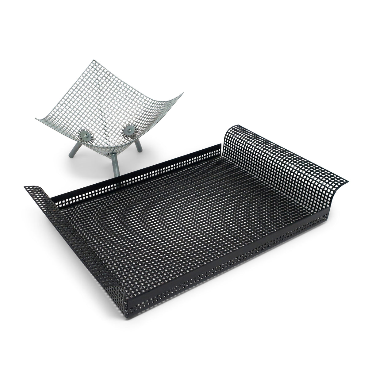 Vintage Perforated Metal Tray and Bowl | Tenon Design