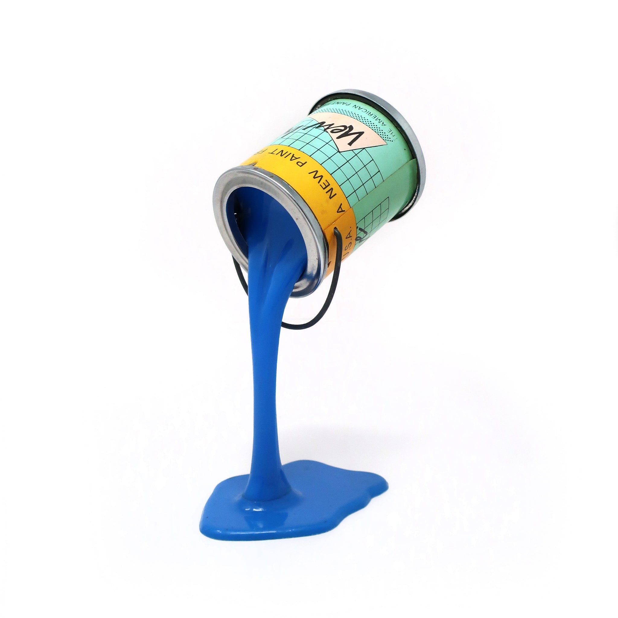 Vintage Blue Pop Art New Wave Pouring Paint Can Bank | Tenon Design