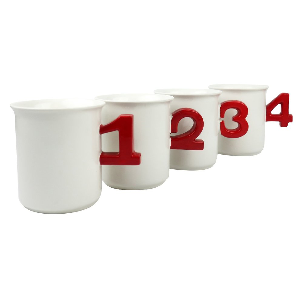 Vintage Ceramic Mugs with Number Handles | Tenon Design